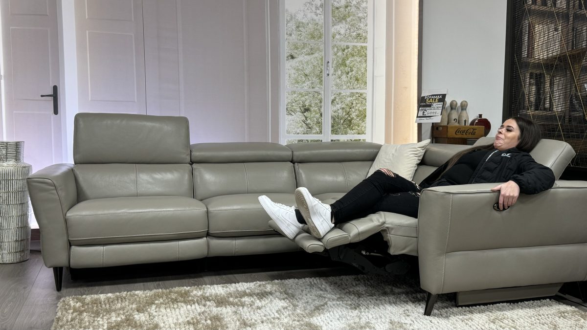 HTL Milano Four Sectional Taupe Stone Leather Corner Sofa - Sofamax ...