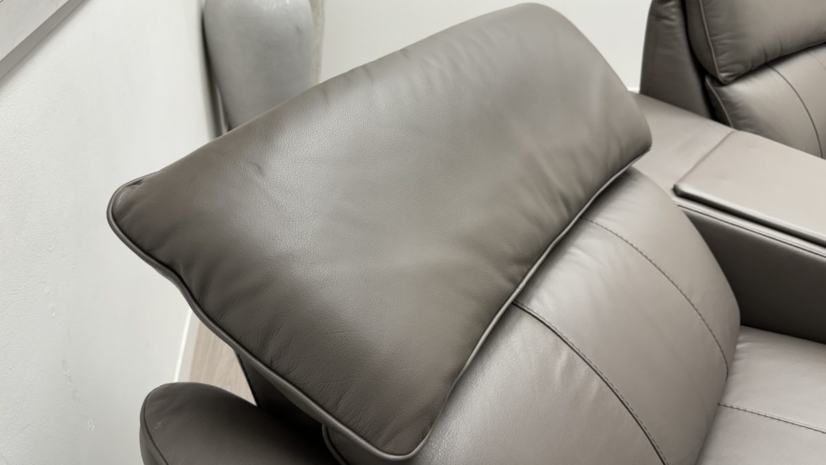 Natuzzi Editions Versatile Taupe Leather Triple Reclining Cinema Sofa ...