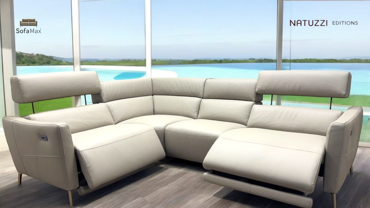 Natuzzi Editions Designer Four Section Leather Corner - Sofamax ...
