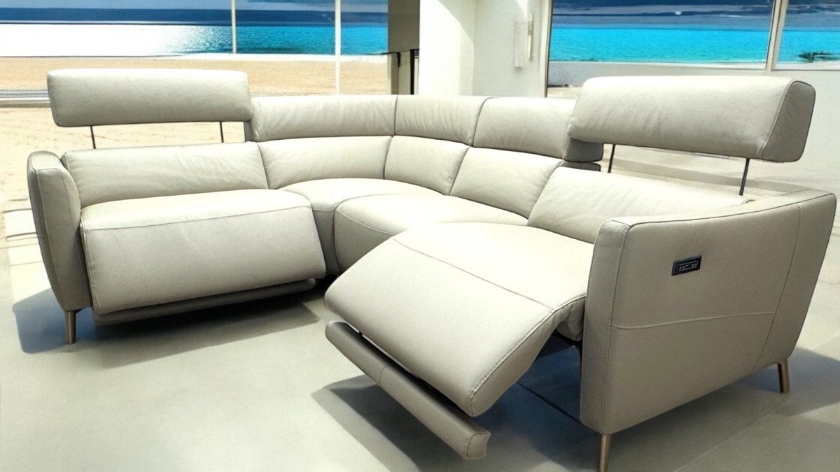 Natuzzi Editions Designer Four Section Leather Corner